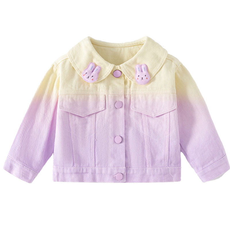 Girls' Denim Jacket Autumn Gradient Color Cute Jacket – marryshe