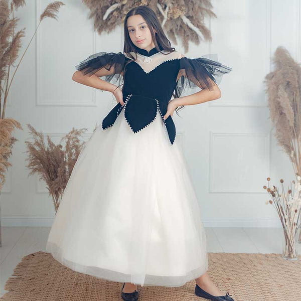 Girl Formal Princess Dresses Retro Strapless Mesh Fluffy Pageant Dress ...