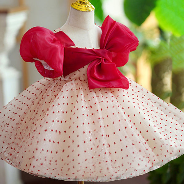 Flower Girl Puffy Dress Chest Bow Pageant Princess Dress – marryshe