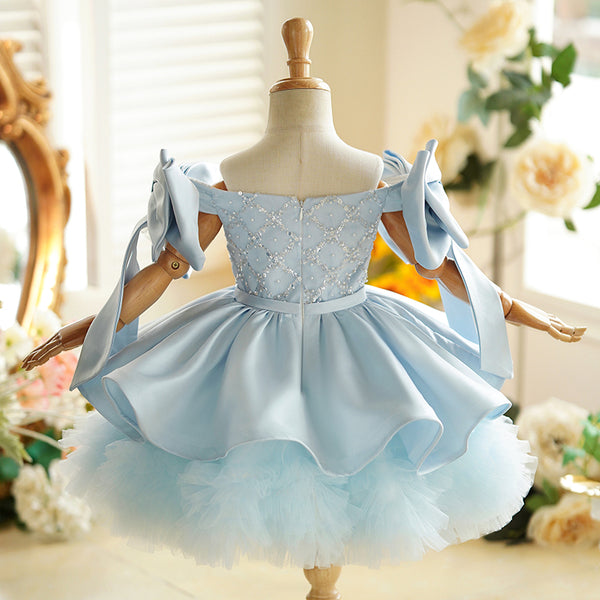 Cute Flower Girl Cake Dress Toddler Birthday Beauty Pageant Princess ...
