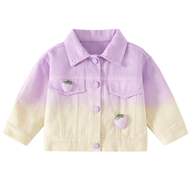 Girls' Denim Jacket Autumn Gradient Color Cute Jacket – marryshe