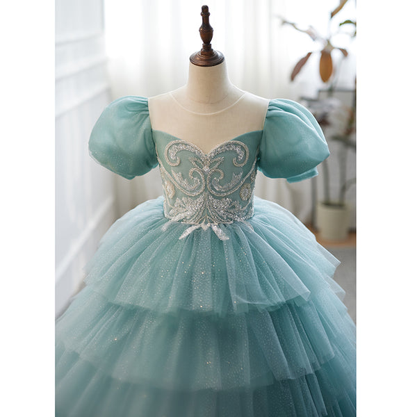 Lovely Girls Pageant Cake Dress Birthday Fluffy Princess Dress – marryshe