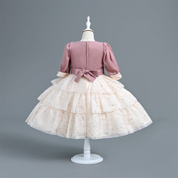 Floral Puff Sleeve Western Princess Dress Girls Dress – marryshe