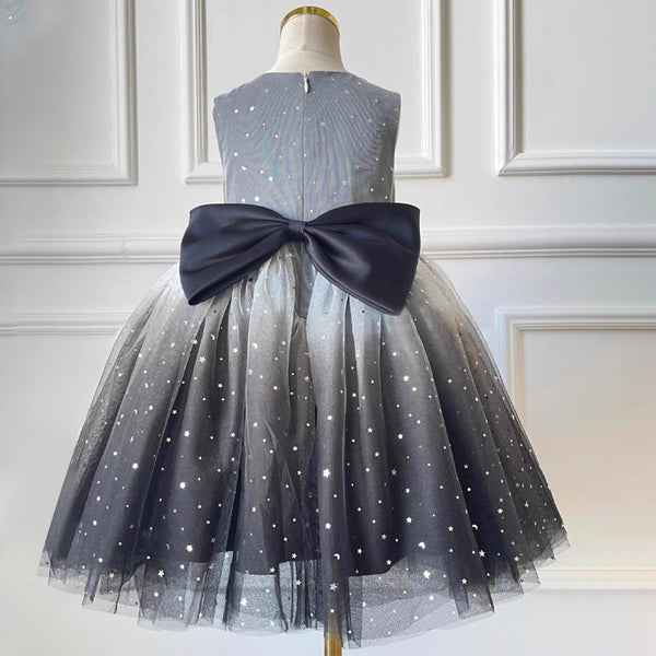 Elegant Baby Girl Round Neck Black Gradient Princess Dress Girl Toddl ...