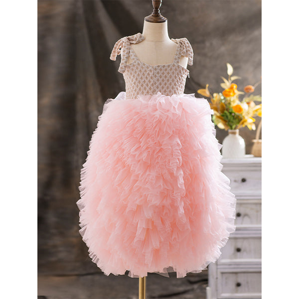 Elegant Fluffy Flower Girl Dress Toddler Birthday Party Princess Dress ...