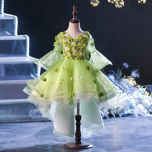 Baby Girl Summer Pageant Green Flower Girl Dress Wedding Princess Dres ...