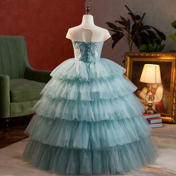Toddler Girl Pageant Dress Summer Sky Blue Cake Fluffy Birthday Party ...